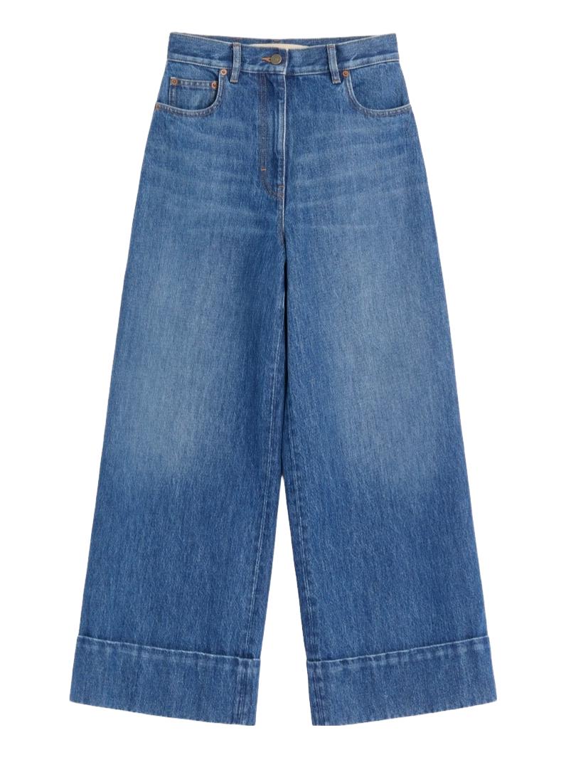 VALENTINO Valentino Logo Plaque Cropped Jeans